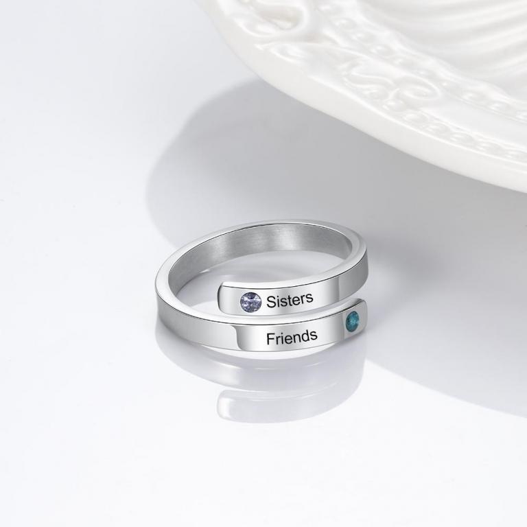 Personalized Couple Wrap Ring - Two Custom Names - Two Custom ...